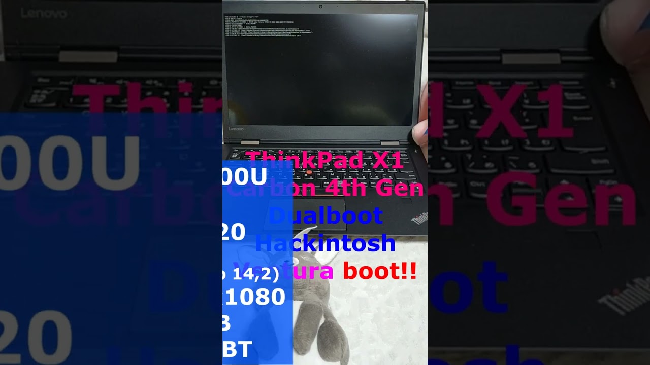 ThinkPad X1 Carbon Gen4 Dualboot Hackintosh Boot macOS Ventura(6th spoofed to MBP14,1) - YouTube
