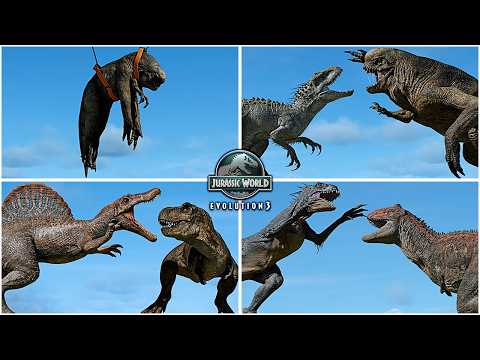 Chaos at Dinosaur Park! Distortus Rex VS Spinosaurus VS T-REX - Jurassic World Evolution 3
