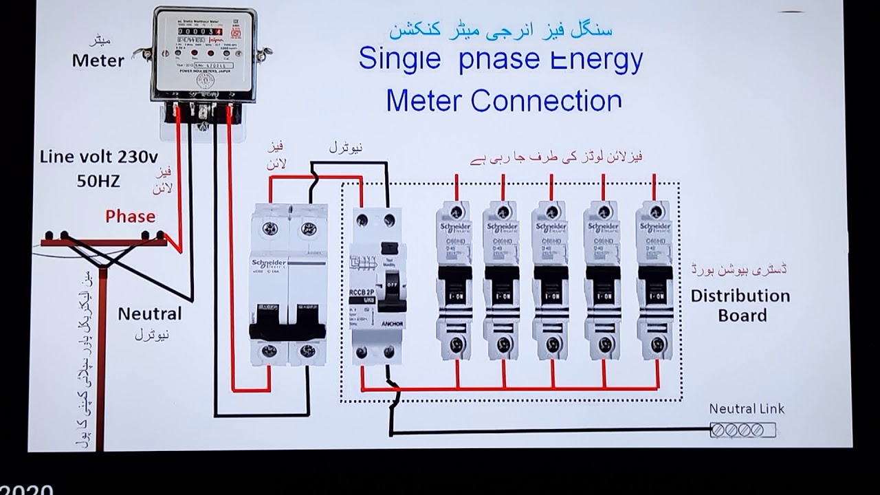 Single phase Energy Meter connection & Home wiring|سنگل فیز انرجی میٹر ...