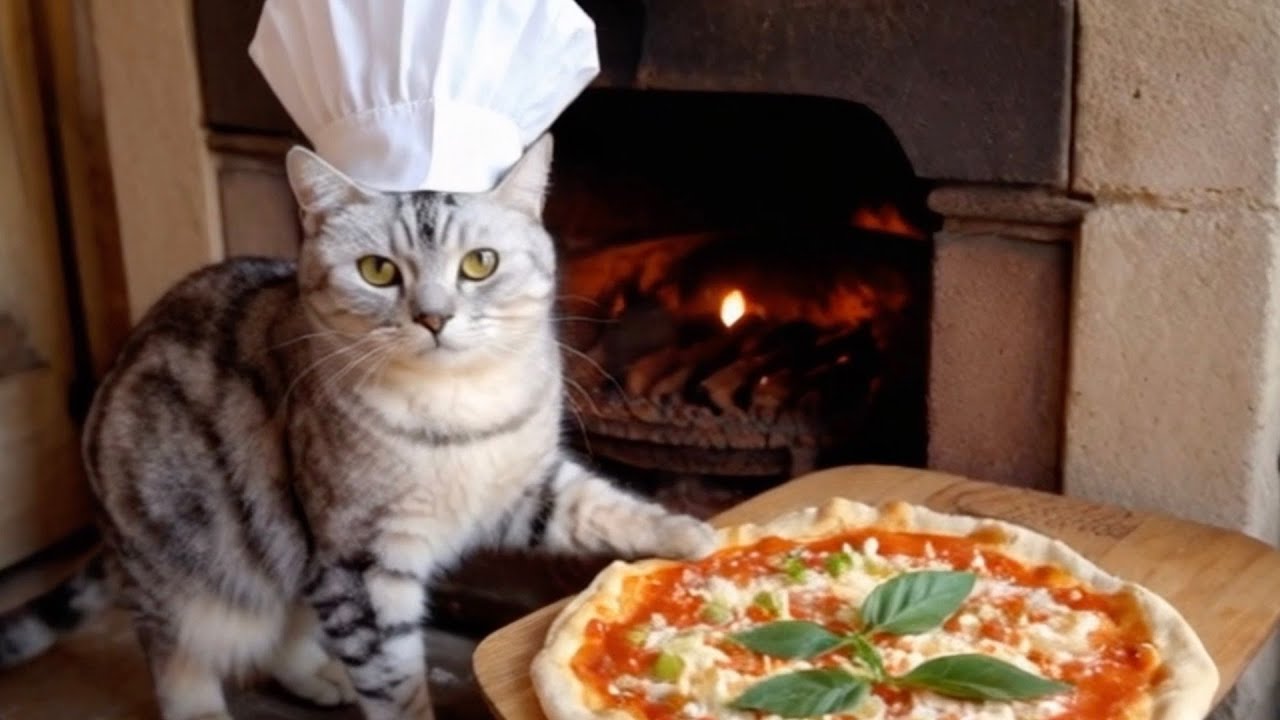 【Healing kitty】Cat Chef makes Pizza (Margherita). - YouTube