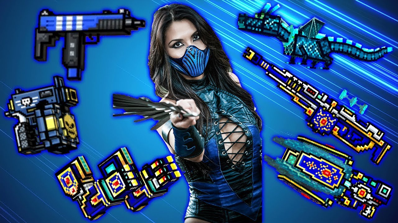 Pixel Gun 3D - Blue Color Weapons Gameplay - YouTube