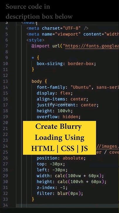 Create Blurry Loading Using HTML | CSS | JS - YouTube