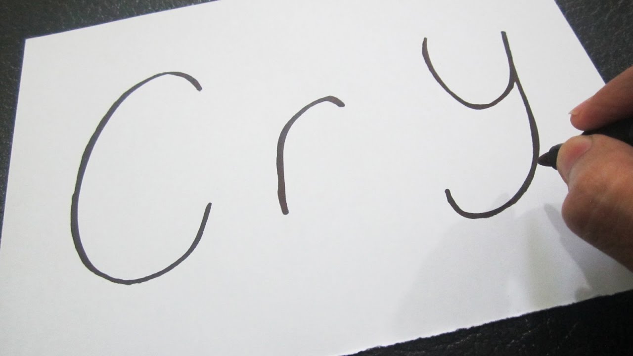 How to turn words CRY into a Cartoon ! Learn drawing art on paper for ...
