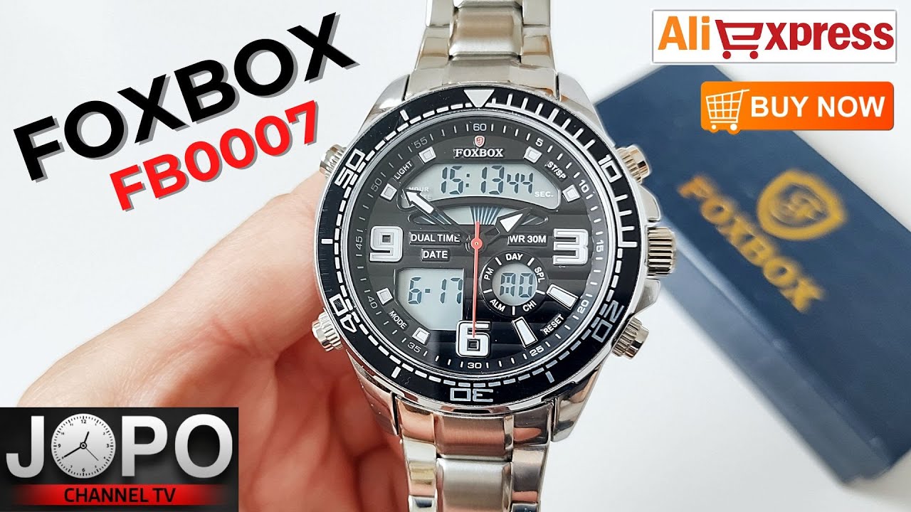 FOXBOX FB0007 Black Luxury Dual Time Sport Watch│FoxBox Watch Review ...