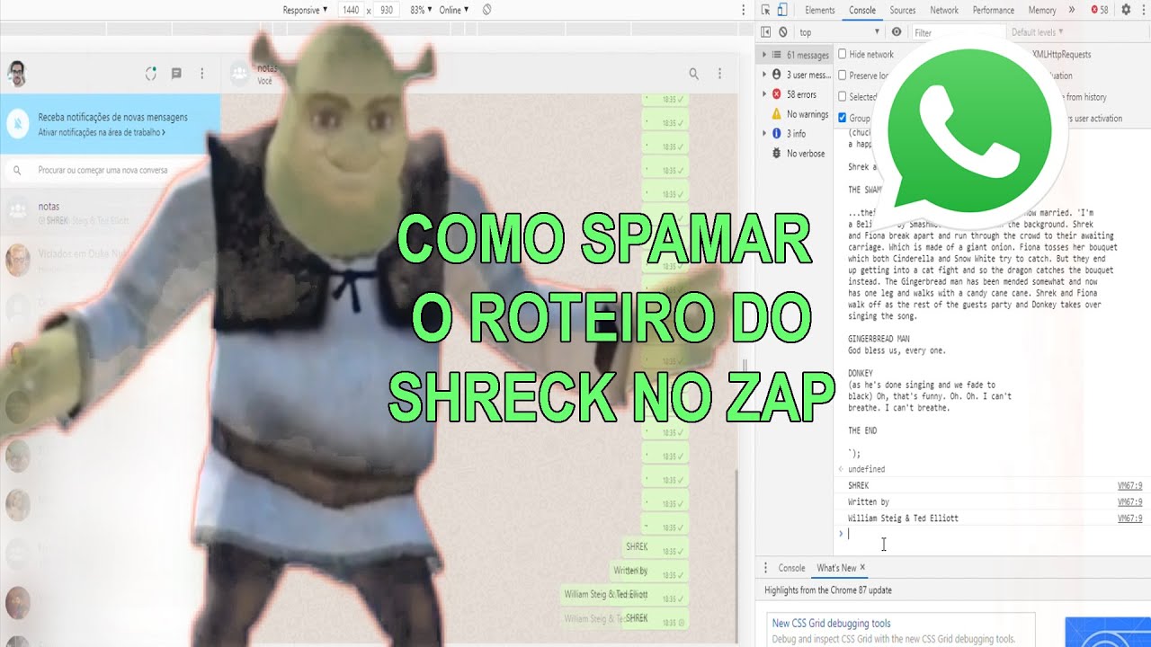 Como spamar o roteiro de Shrek no whatsapp - YouTube