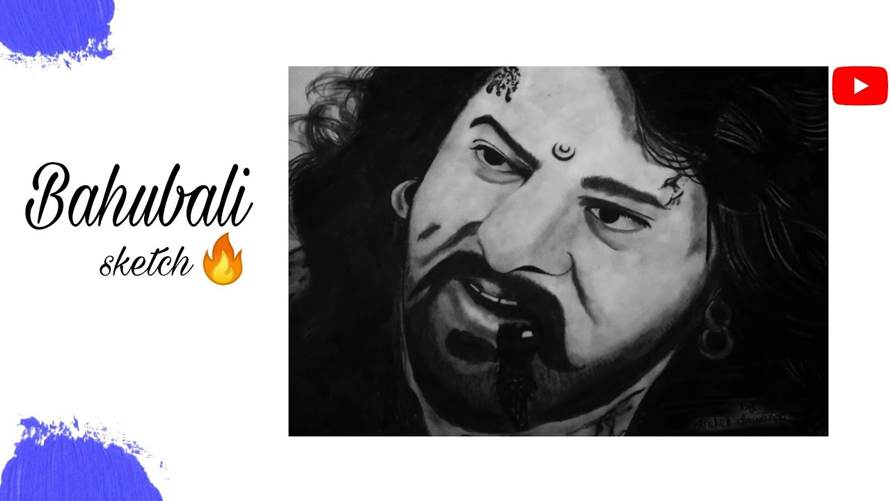 How to draw Bahubali sketch with the help of grid method 😊😍 ️बाहुबली का ...