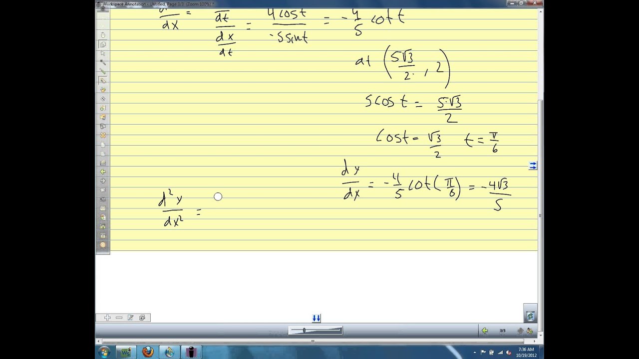 Calc II 10.3 Calculus with Parametric Equations - YouTube