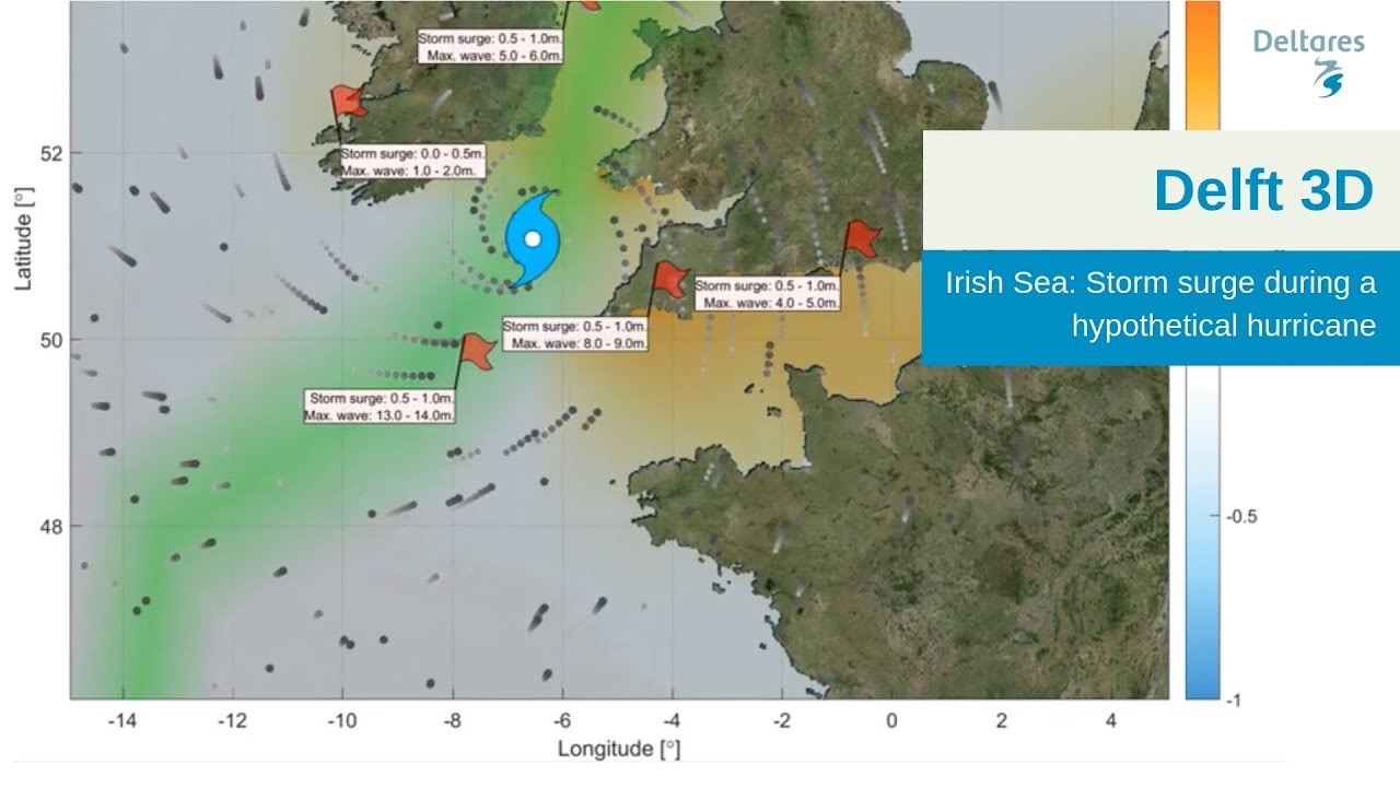 Delft3D by Deltares – IRISH SEA: Storm surge during a hypothetical hurricane - YouTube