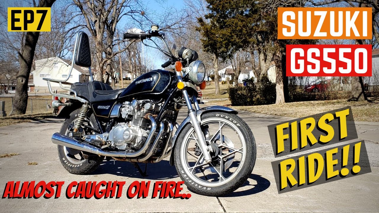 FREE GS550 First Ride! Almost Caught On Fire.... GS550 Revival EP7 ...