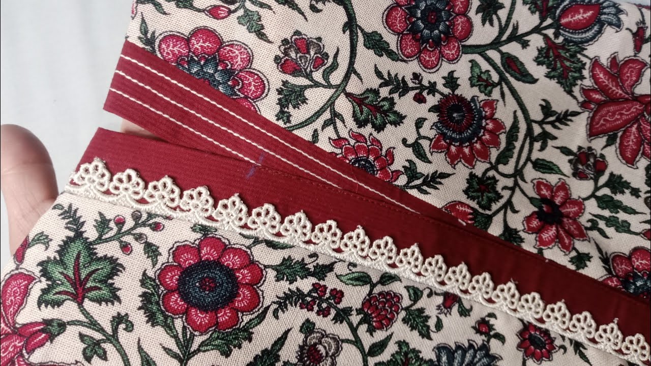 latest "V" placket neck design with lace cutting and stitching||overlap ...