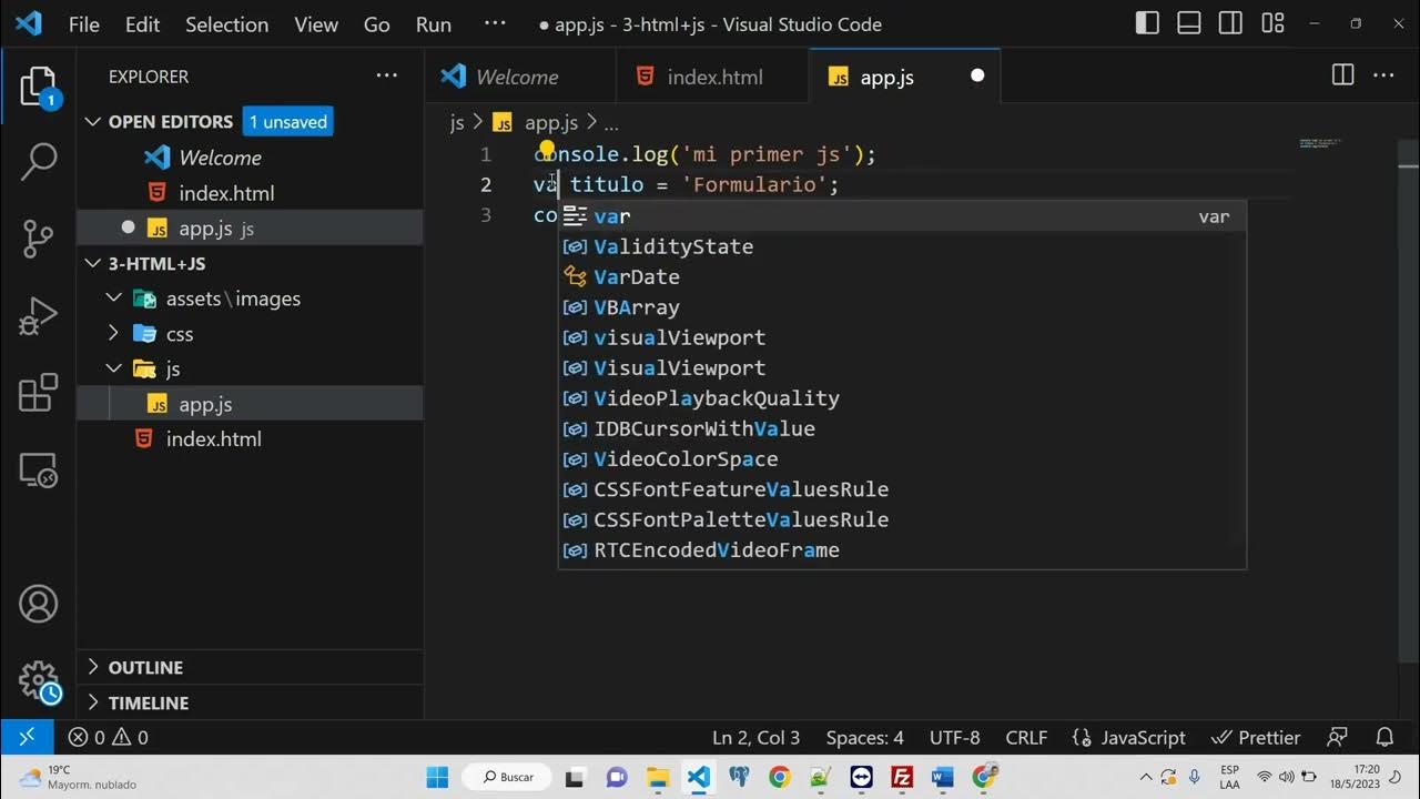 HTML + CSS + JS Introduccion a JavaScript variables funciones arrays objetos listas de objetos c ...