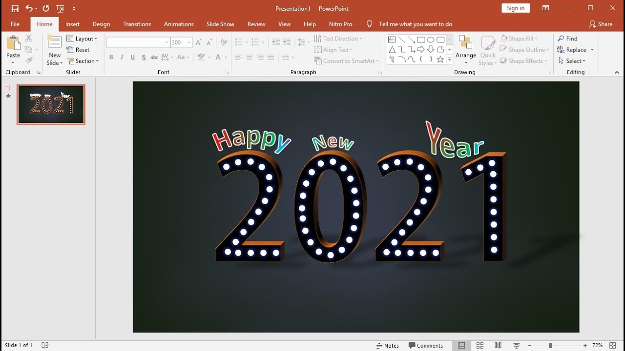 How to Animated 3D Flickering Happy New Year Text in PowerPoint - YouTube