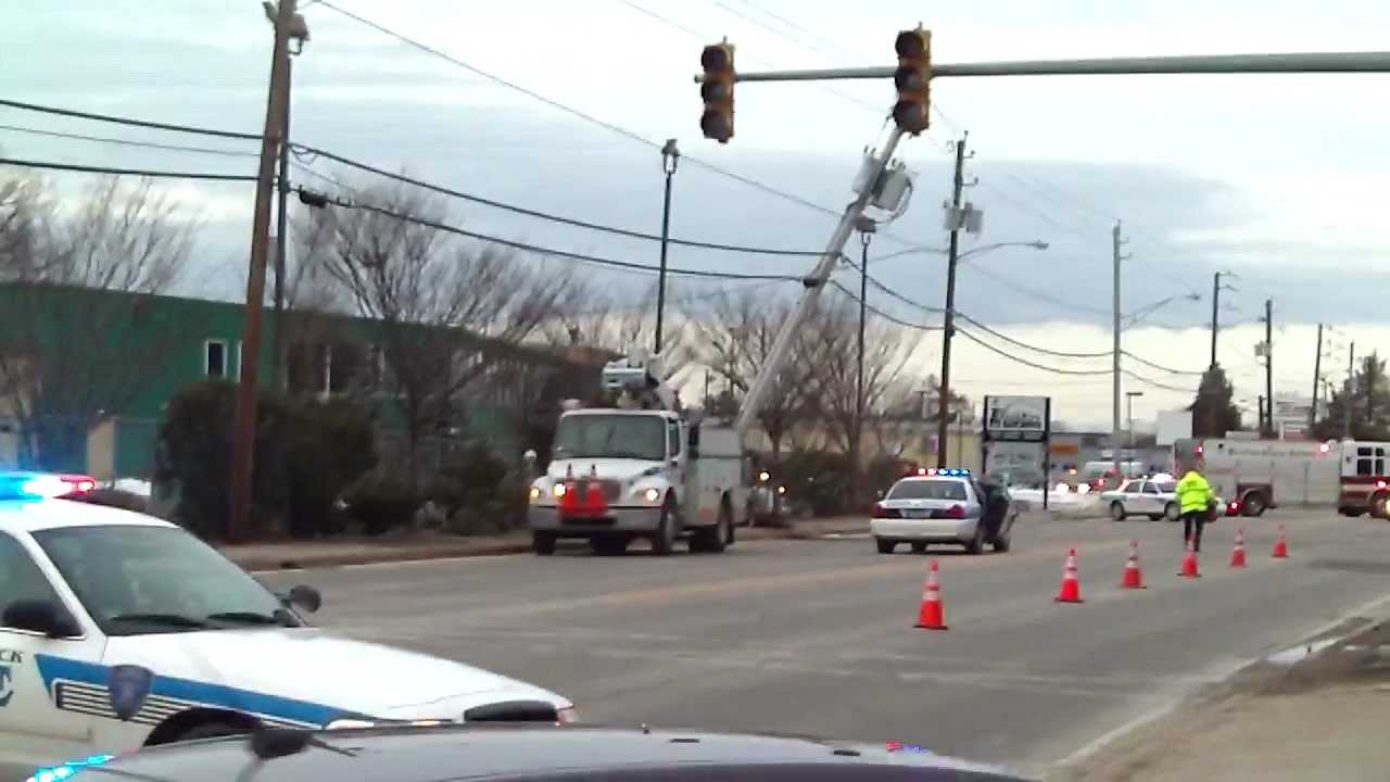 Electric Power leaning Pole Car Accident caused power outage - YouTube