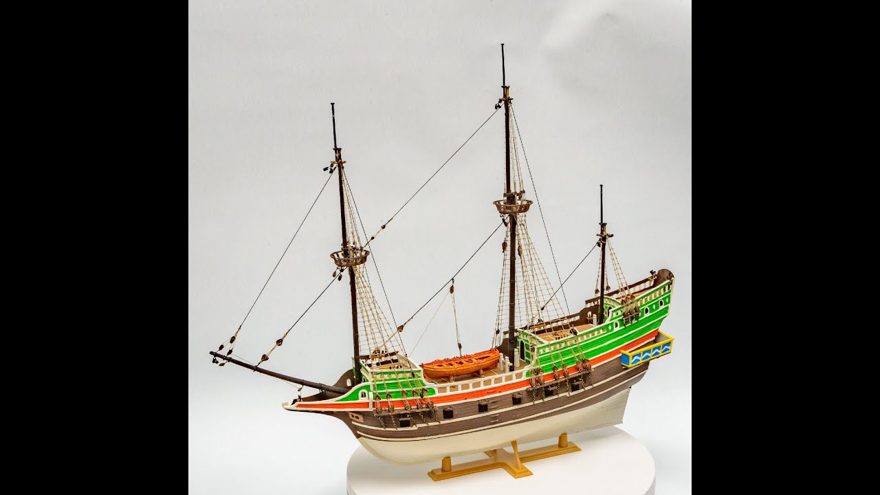 Golden Hind - Airfix,1/72 - Rigging practice Part I. Standing rigging - YouTube