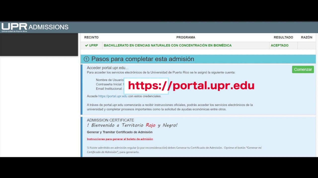 PASOS CONFIRMAR PORTAL Y CORREO: Estudiantes Admitidos UPR Ponce para ...