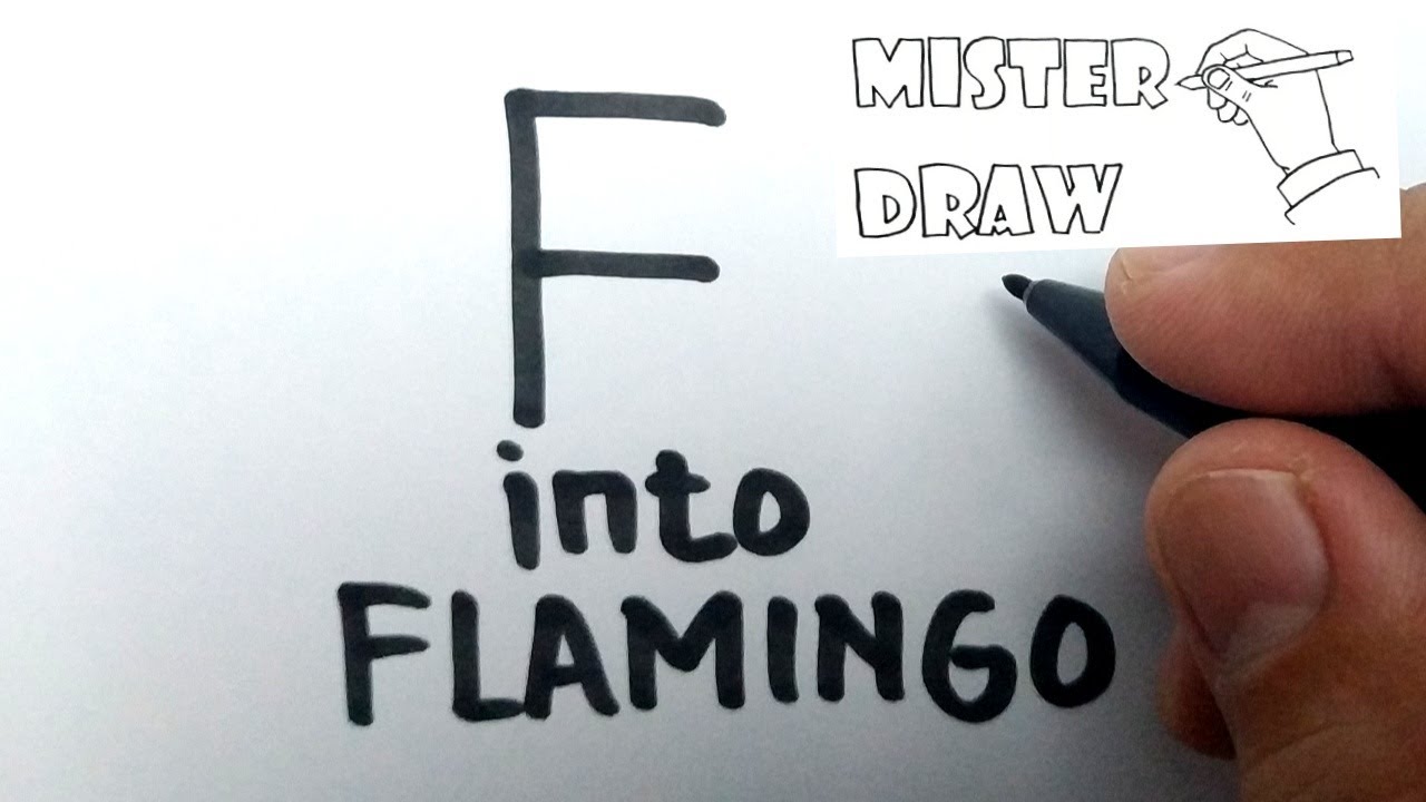 VERY EASY , How to turn letter F into flamingo cartoon , learn how to ...