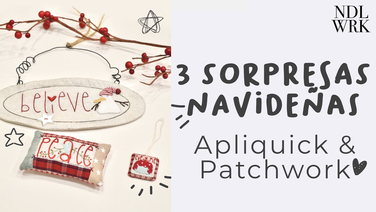 Tres Sorpresas Navideñas: Alfiletero, Colgador & Cartel *Patchwork & Apliquick* (PATRÓN GRATIS ...
