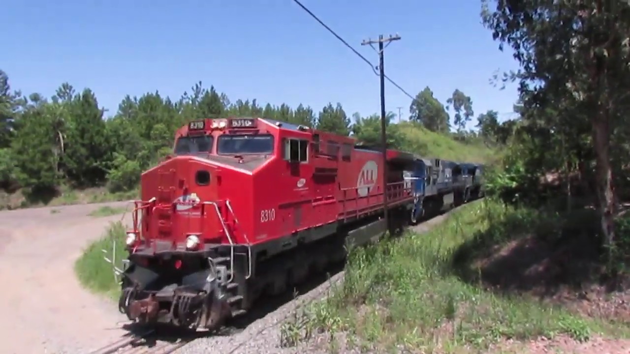 Trem com DASH-9 #8310 ALL e ES43BBi #645 e #674 RUMO, na PN do Pinhalzinho - YouTube