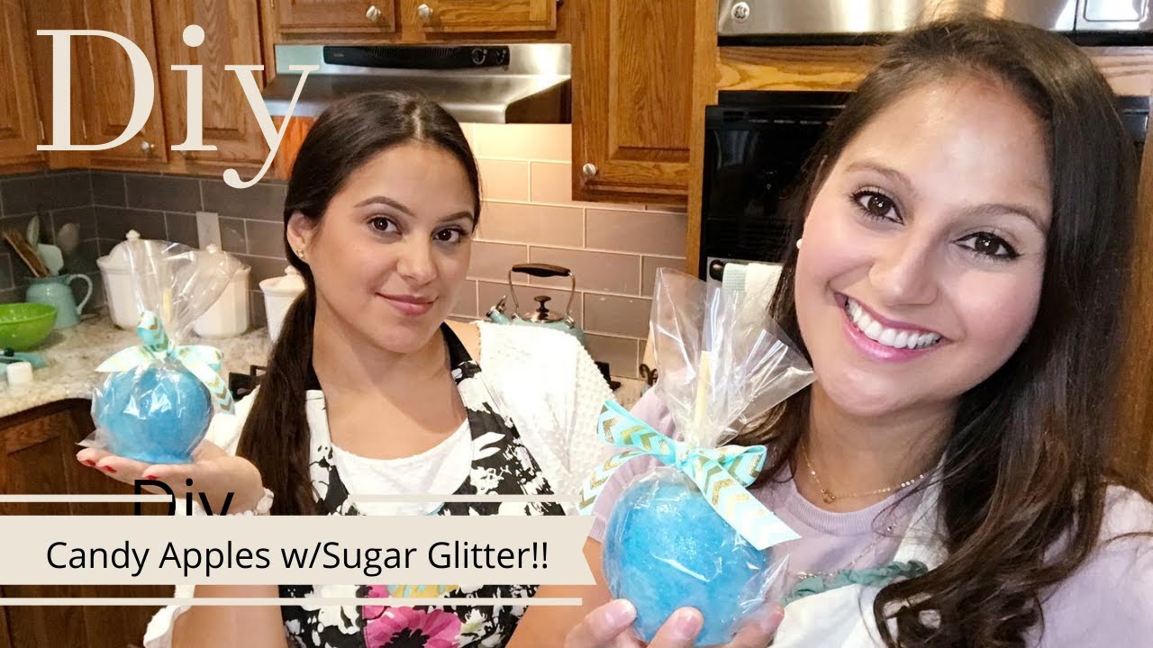 DIY Color Candy Apples with Sugar Glitter! | Light Blue Glitter Candy ...