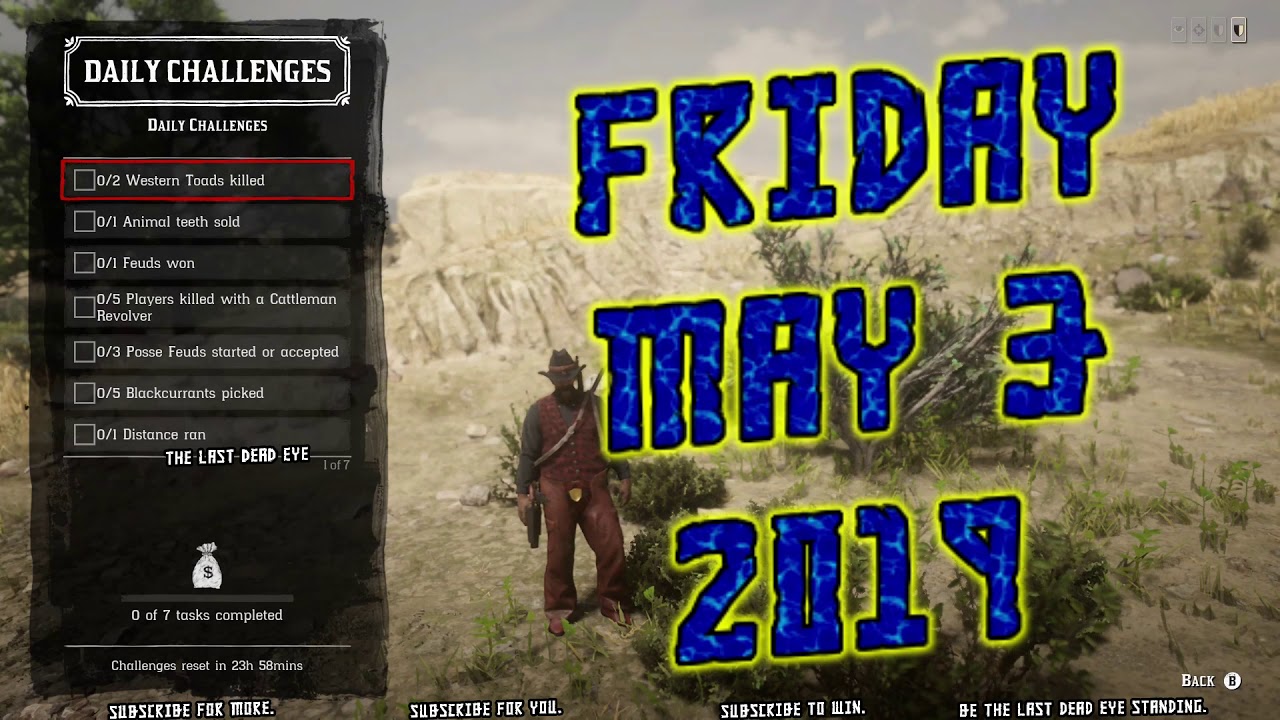 🤠 Friday, May 3, 2019 RDR2 Online Daily Challenge List 5/3/19 Red Dead ...