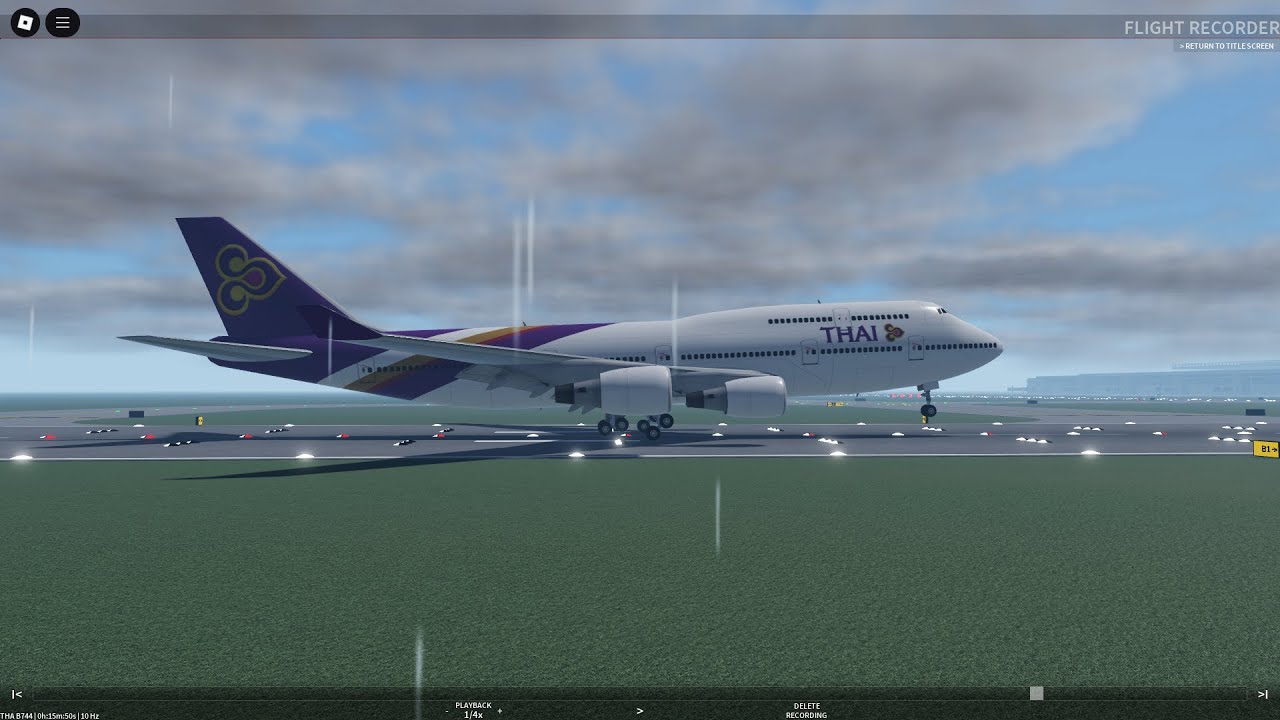 Roblox Flightline || Thai Airways 747-400 Cockpit Landing at JKDX - YouTube