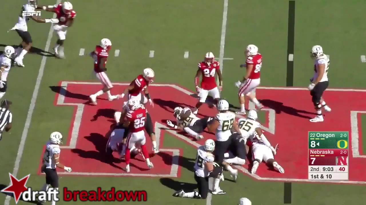 Cameron Hunt (RG, Oregon) vs Nebraska (2016) - YouTube