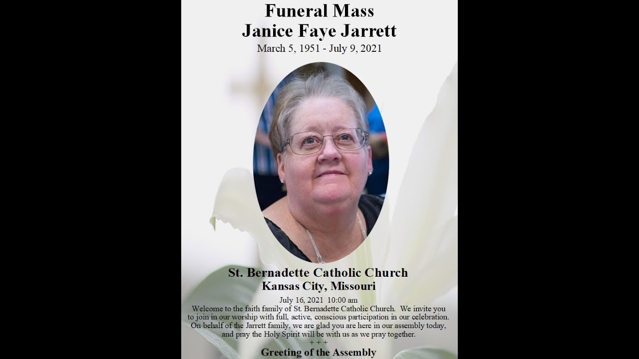 Janice F. Jarrett Funeral Mass Friday, July 16, 2021 - YouTube