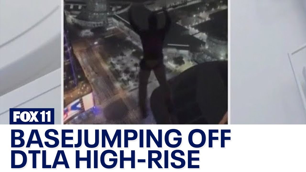 Oceanwide Plaza: Base jumpers leap from DTLA high-rise - YouTube