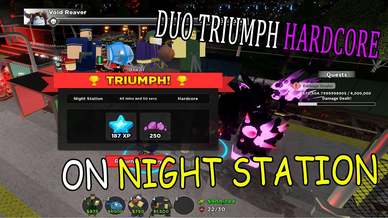 TDS Duo Hardcore Triumph On Night Station | Roblox Tower Defense ...