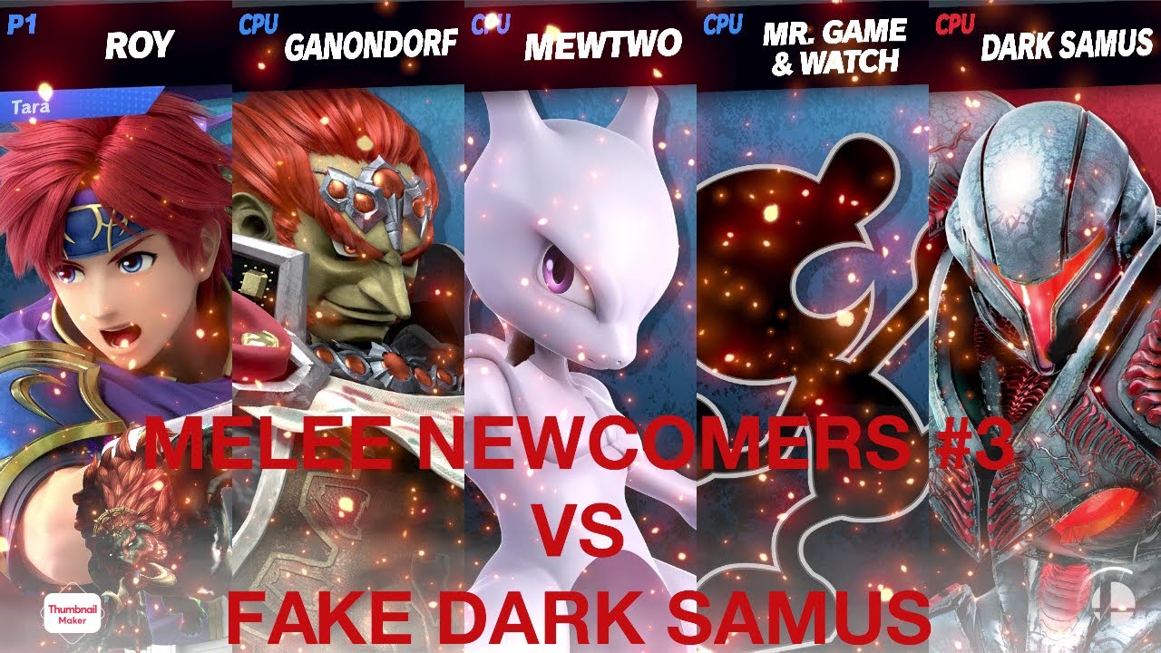 SSBU - Melee Newcomers #3 vs Fake Dark Samus - YouTube