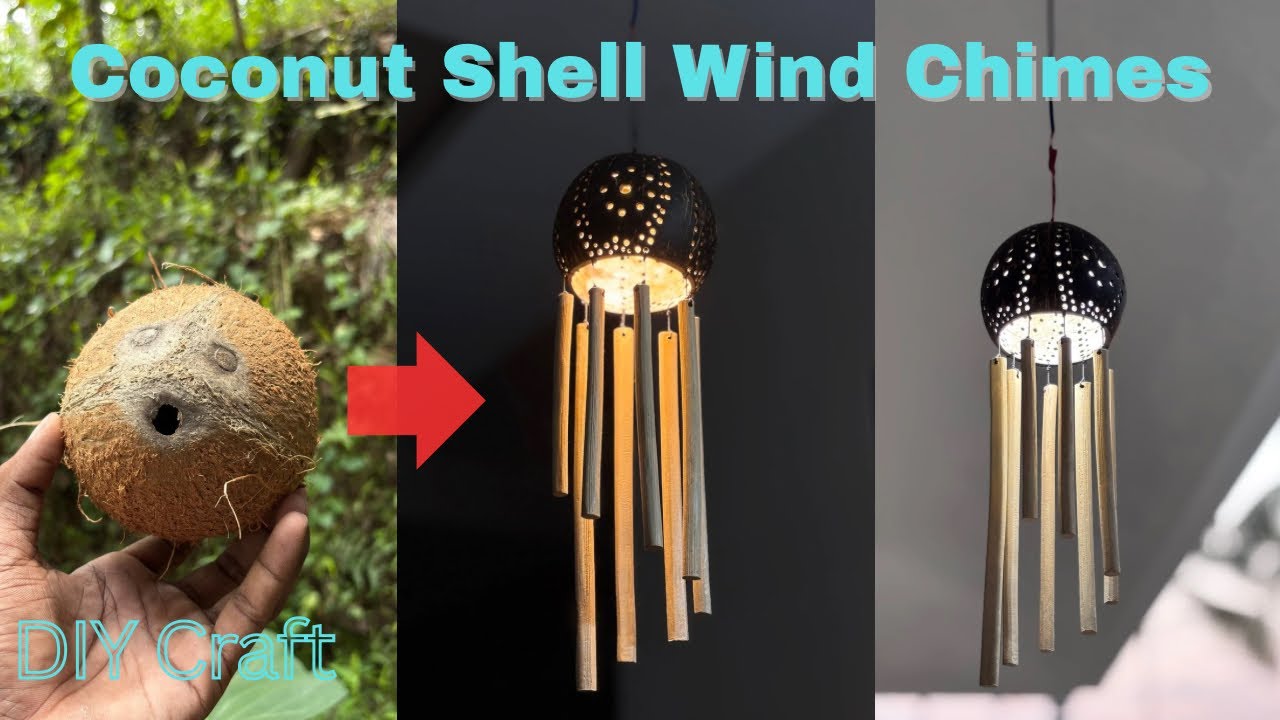 How to Make Wind Chimes with Coconut Shell and Bamboo | Easy DIY Home ...