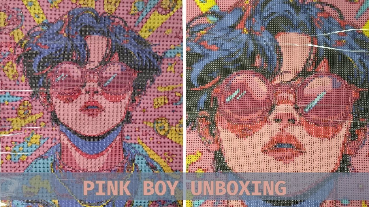Unboxing Pink Boy Diamond Painting Kit Square Drill - YouTube