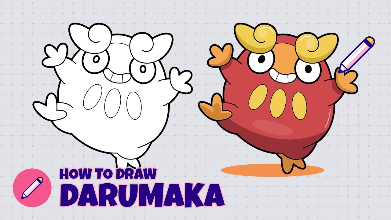 How to draw Darumaka (Pokemon)? Step by step drawing tutorial for kids ...