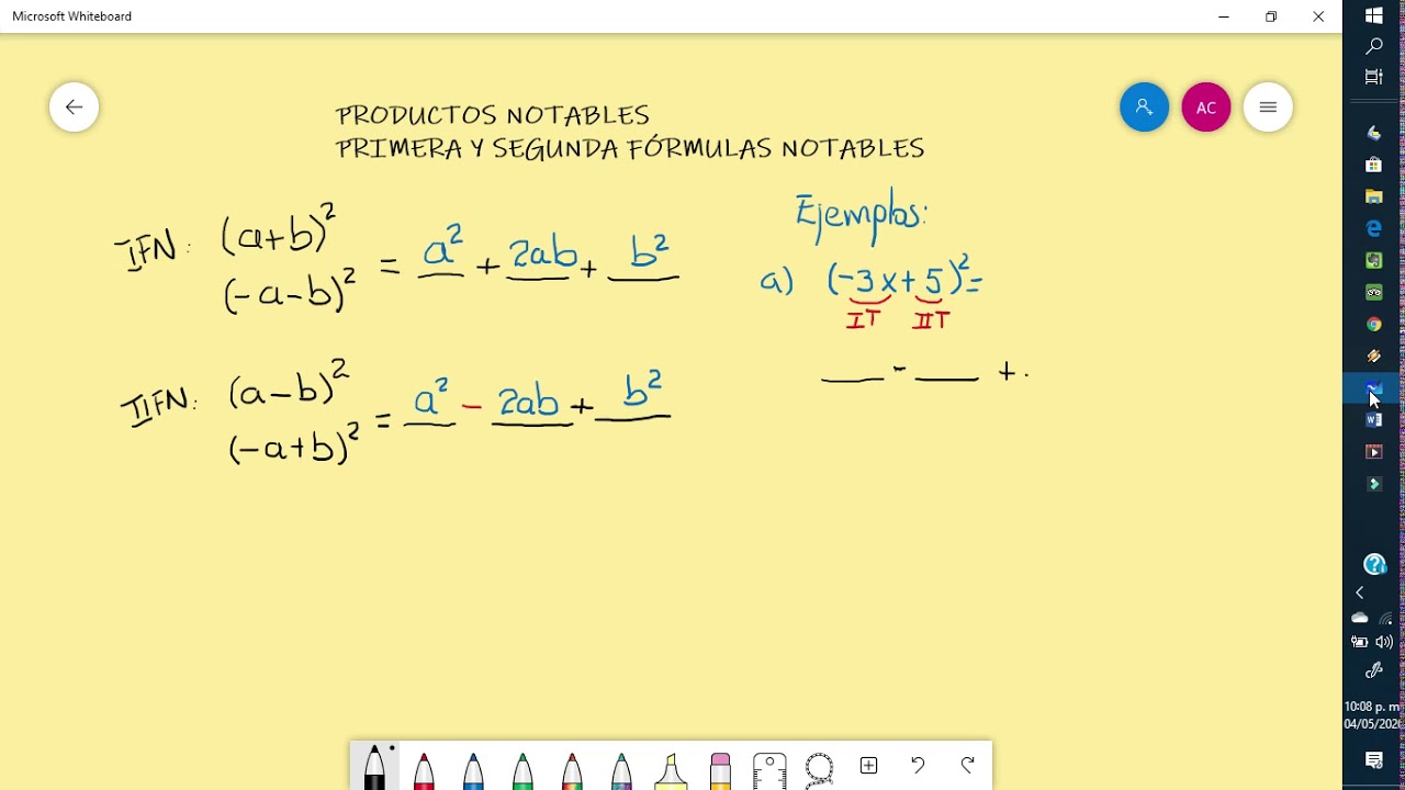 Primera y segunda fórmulas notables - YouTube