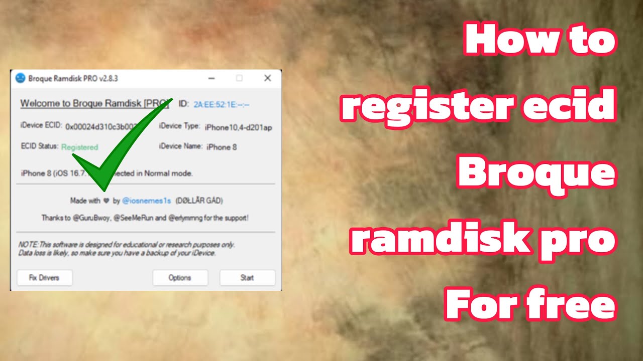 How to register ecid for free in broque ramdisk pro - YouTube