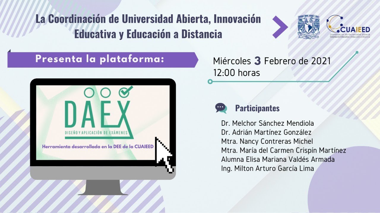 Presentación de la plataforma DAEX: Diseño y Aplicación de Exámenes ...