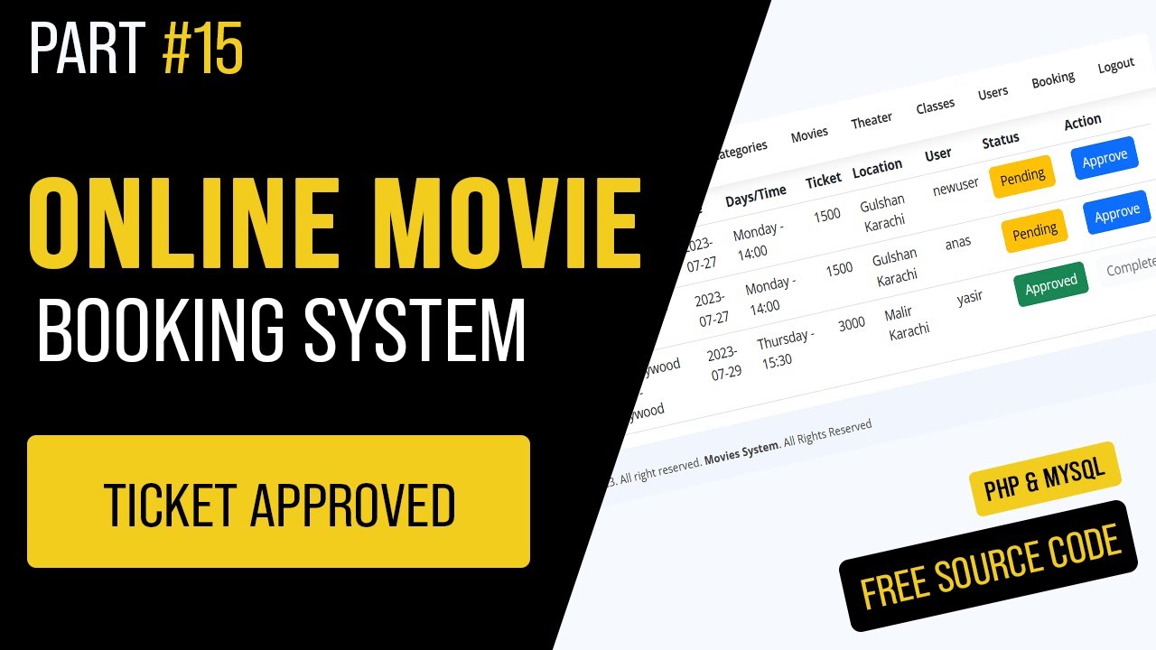 15 - Online Movie Ticket Approved by Admin in PHP/MySQL: Urdu/Hindi ...