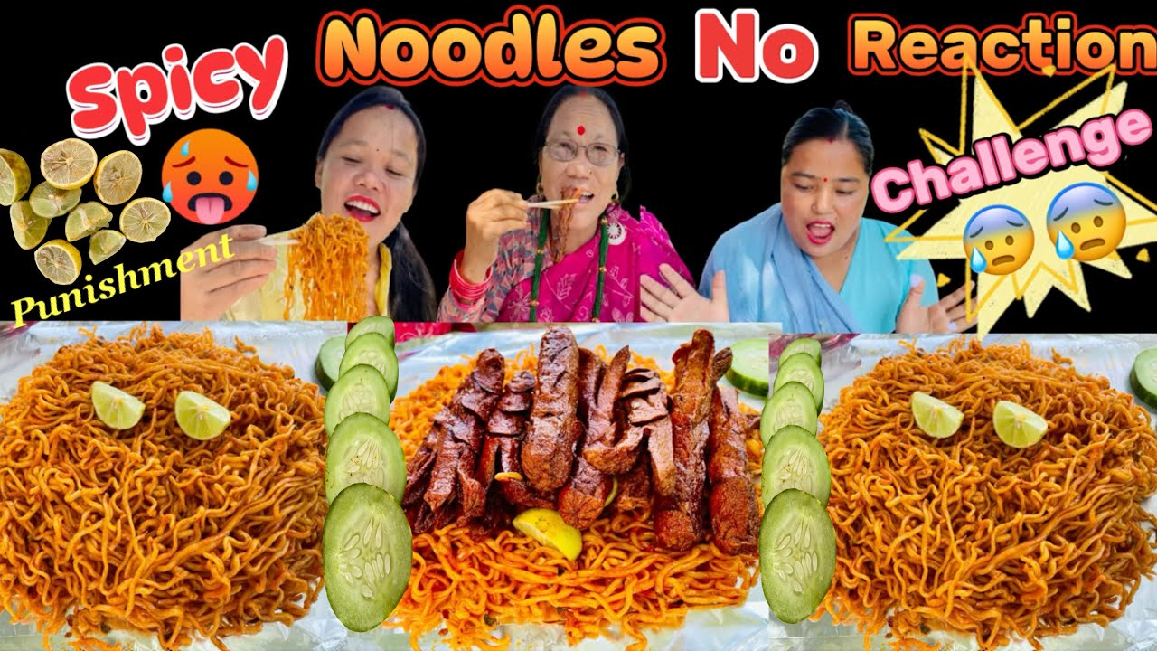 NO REACTİON EATING CHALLENGE 😱🥵|| SPICY 🔥RAMEN NOODLES AND SAUSAGE ...