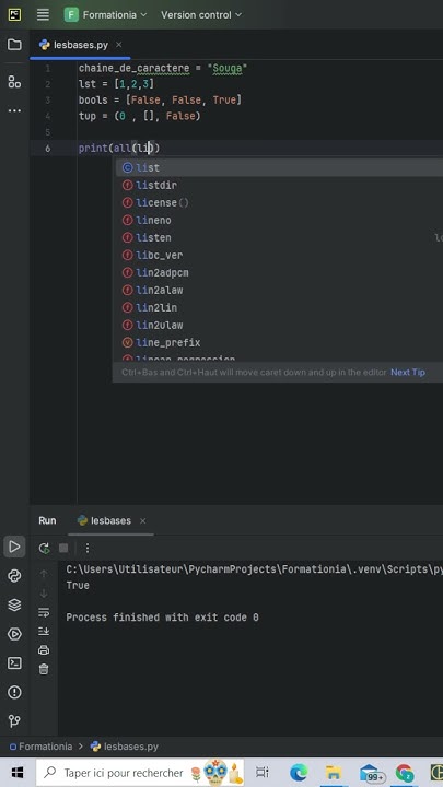 Comment Utiliser la Fonction all en Python ? Démonstration Pratique #ingénieuria #python - YouTube