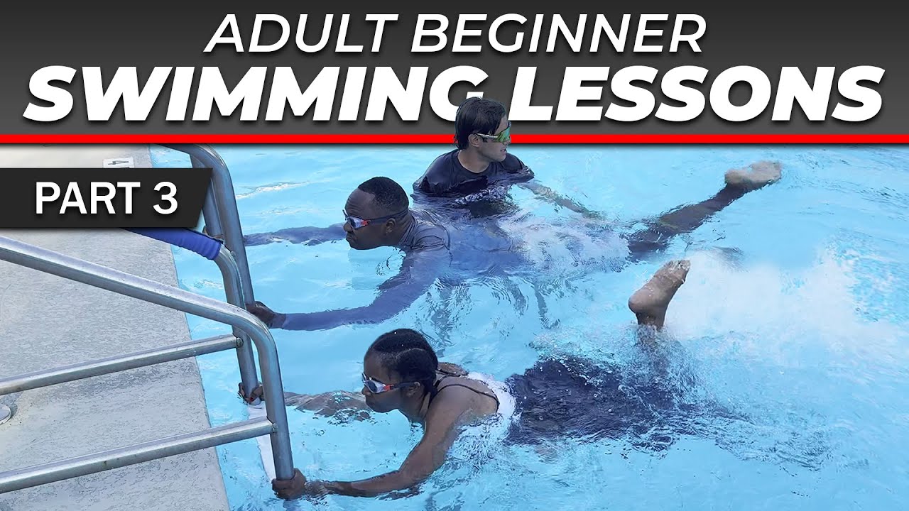 Douglas & Afia Learn Swimming | Adult Beginner Swimming Lessons Part 3 - YouTube