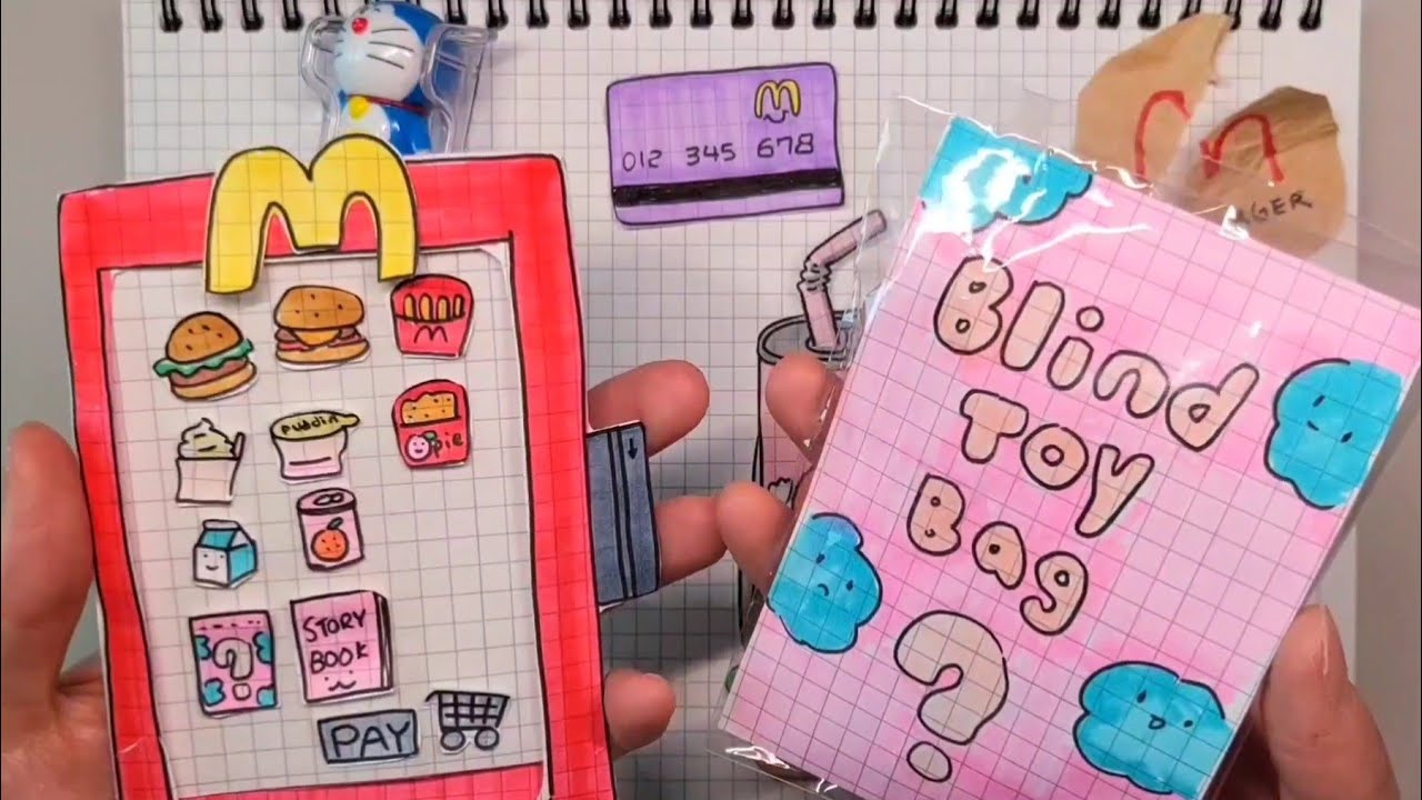 paper diy🌈 happy meal hamburger papercraft asmr 해피밀 햄버거 종이놀이 - YouTube