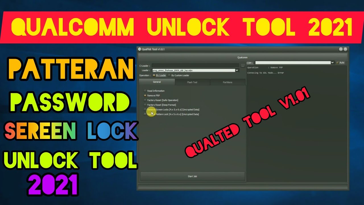 QualTek Tool v1.0.1 2021 | Qualcomm Frp pattern password unlock, User ...