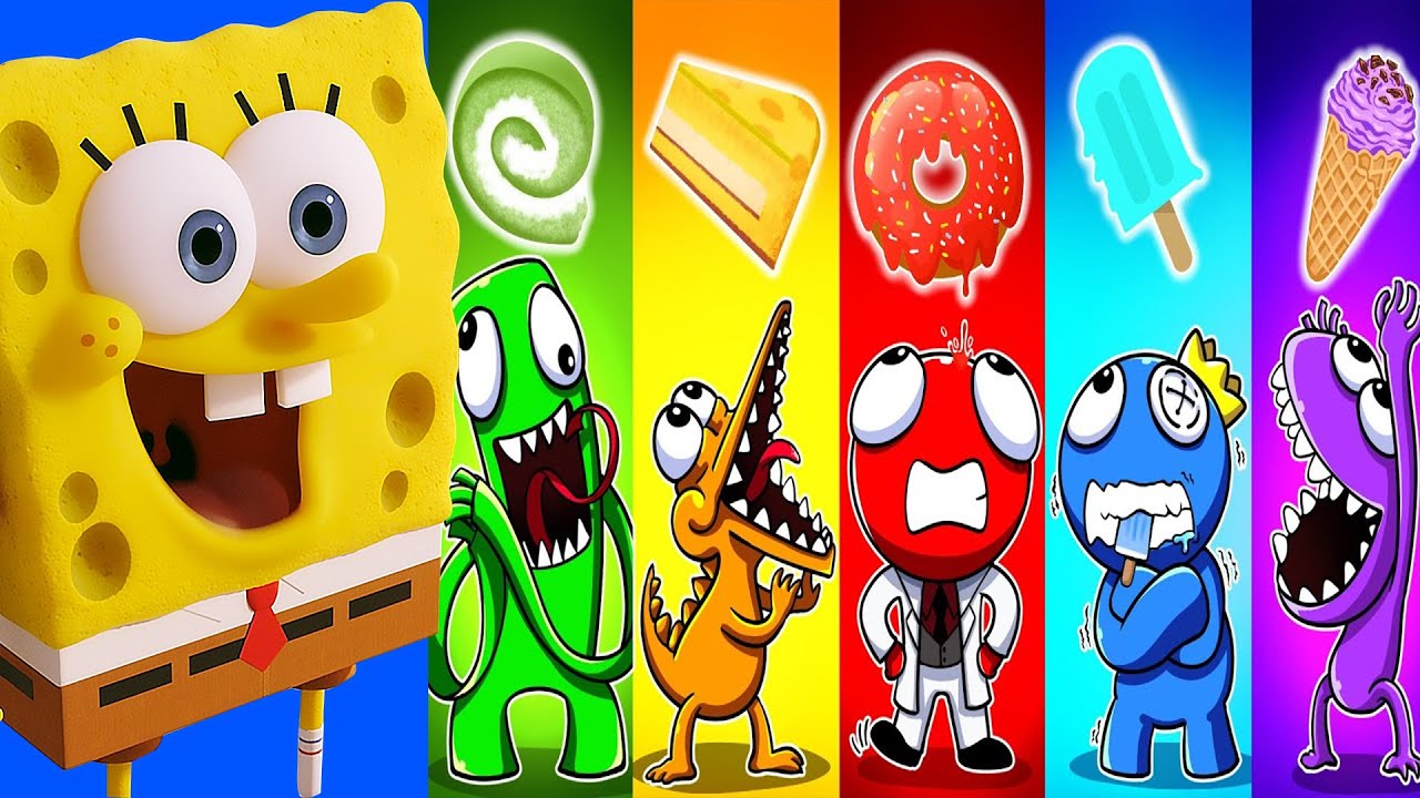 Spongebob Reacts To DELICIOUS RAINBOW FRIENDS VENDING MACHINE! Rainbow ...