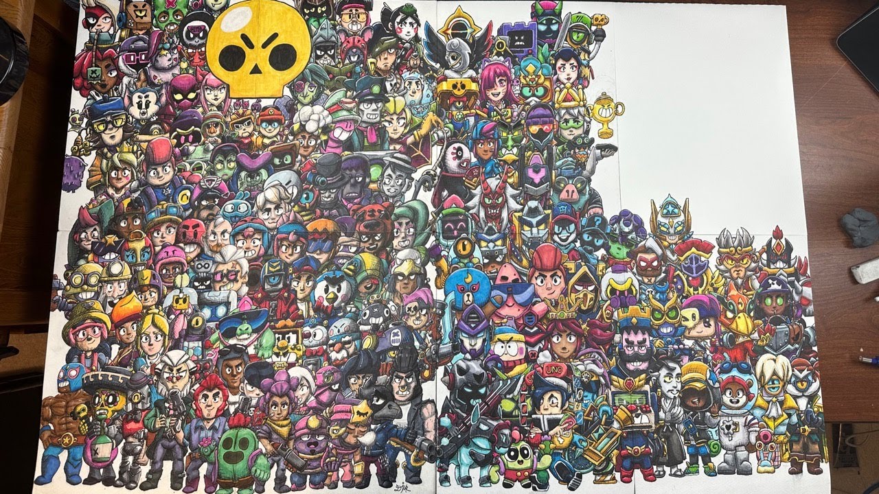 Drawing EVERY Brawl Stars Skin - Man-O-War Doug - YouTube