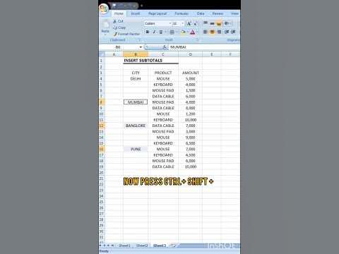 How to insert subtotals in Excel| Excel Data Entry trick #shorts #excel #dataentry #buisness ...
