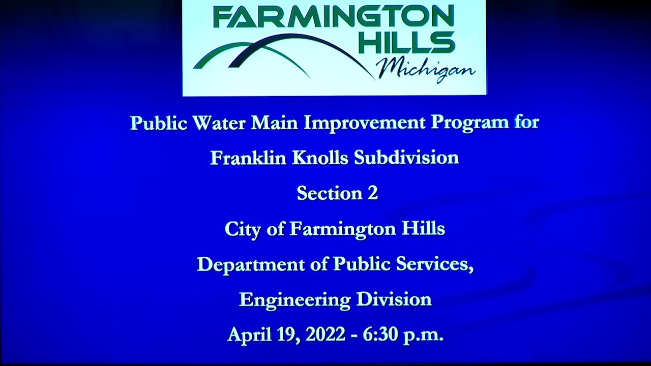 Public Water Main Improvement Program for Franklin Knolls Subdivision ...