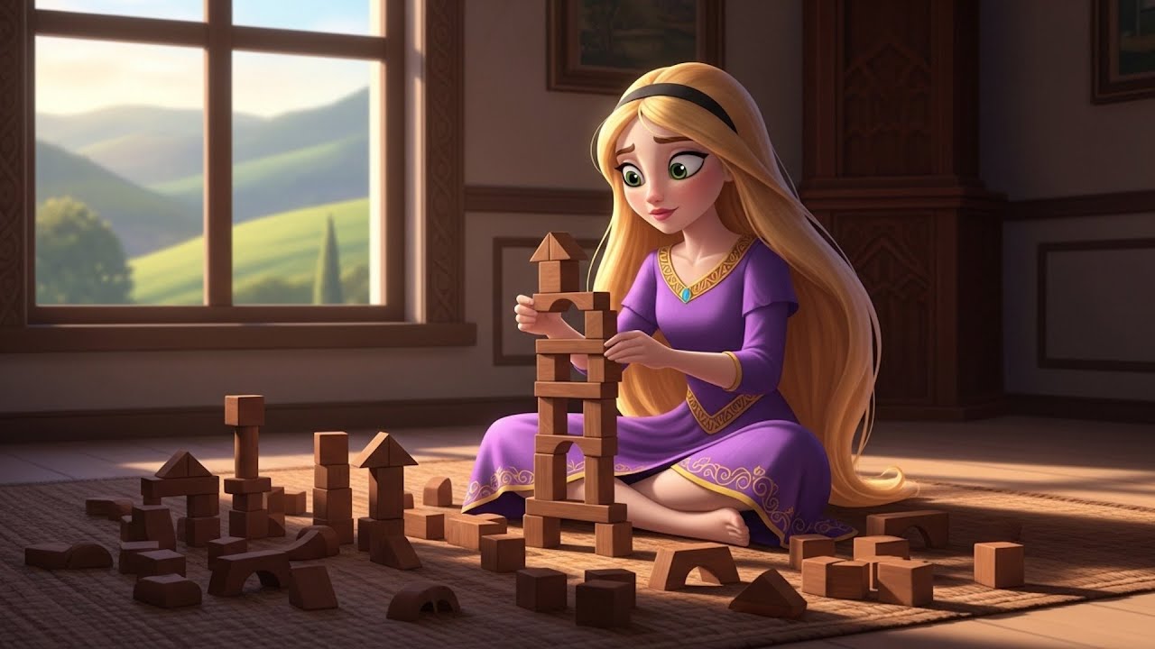 Rapunzel and Belle's Tower of Blocks - A Bedtime Story for Kids - YouTube