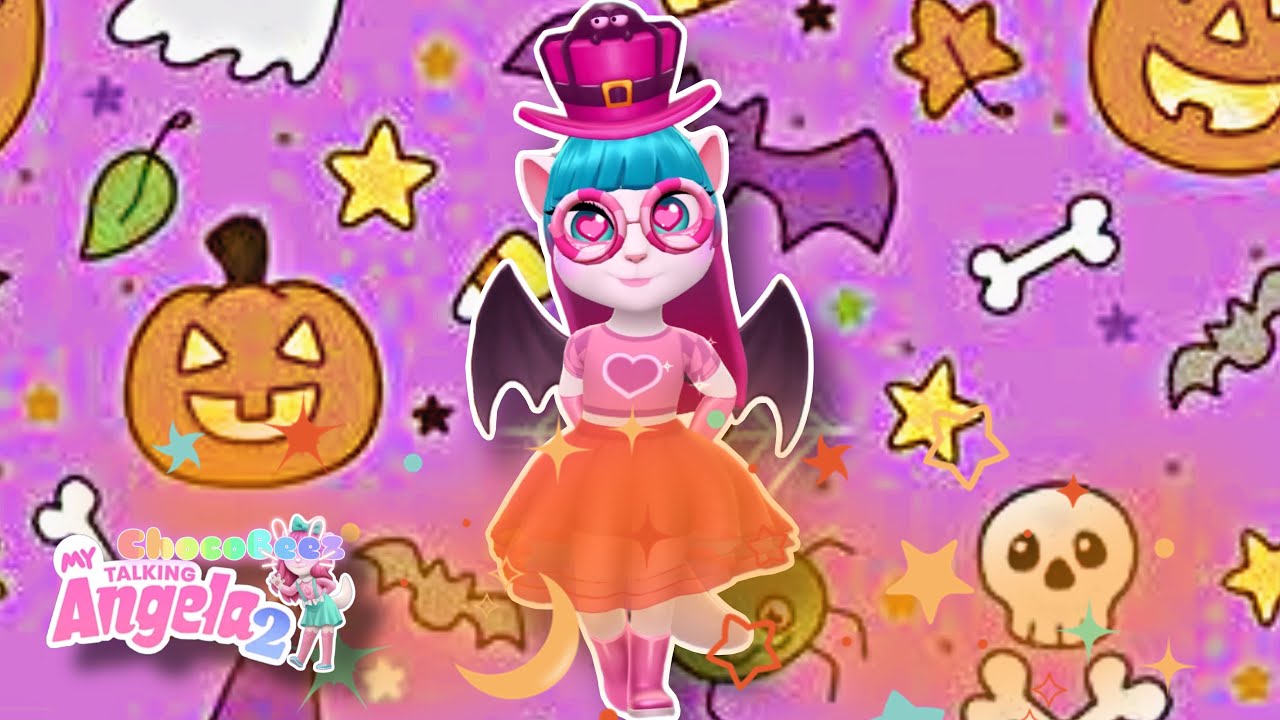 DRESS UP AND VOICE REVEAL 👻🎃 - My Talking Angela 2 - YouTube