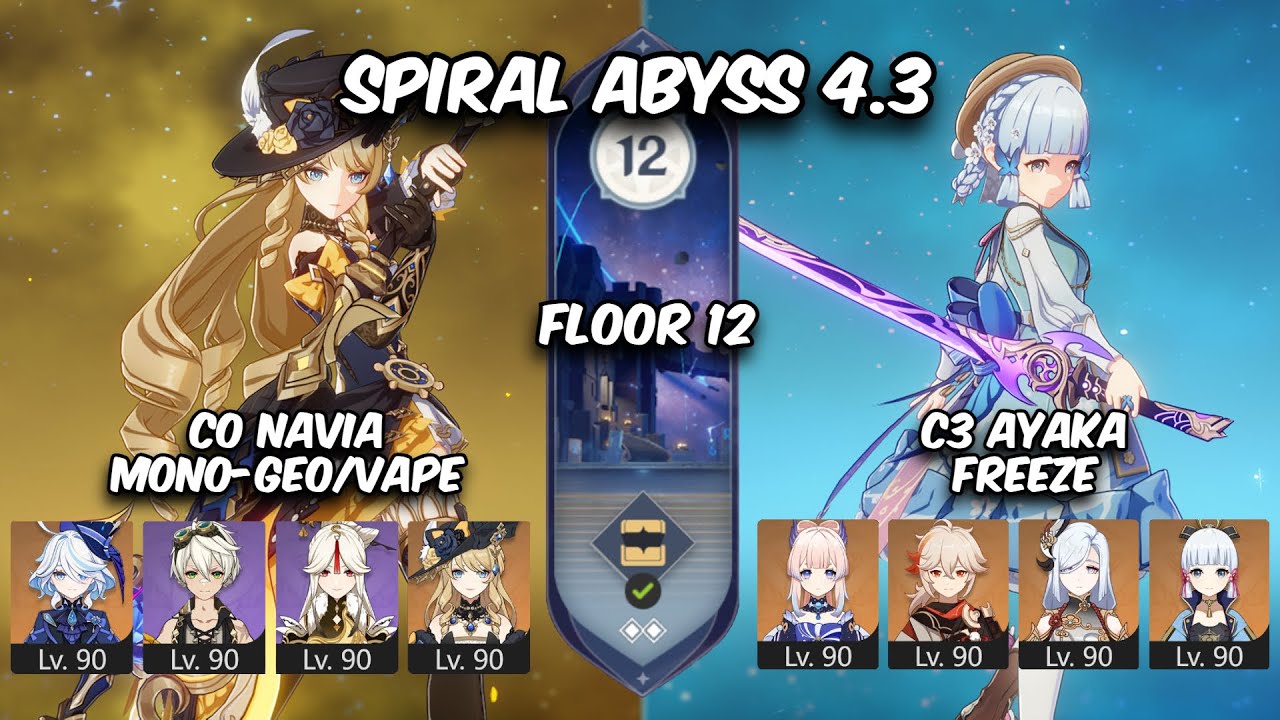 C0 Navia Mono-Geo/Vape || C3 Ayaka Freeze - Spiral Abyss 4.3 Floor 12 ...