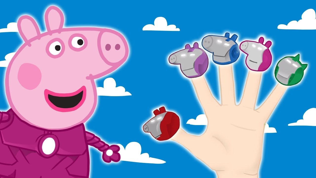 Draw Peppa Pig Iron Man Finger Family Nursery Rhymes Lyrics - YouTube